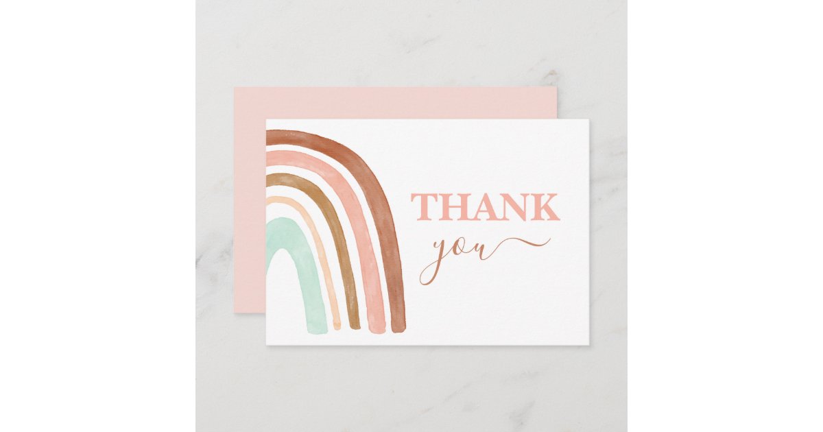 Pink Rainbow thank you Note Card | Zazzle
