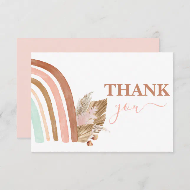 Pink Rainbow thank you Note Card | Zazzle