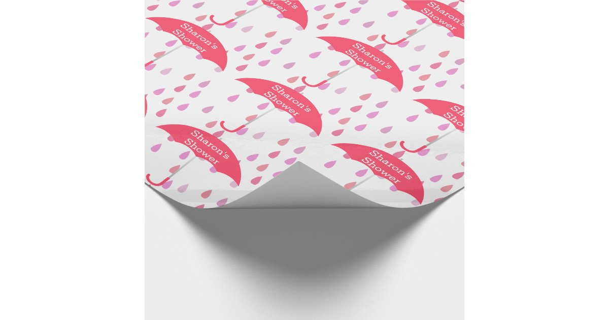 Pink Raindrops Custom Shower Wrapping Paper | Zazzle