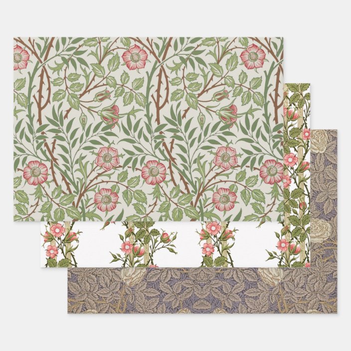 Pink Rambling Rose Vines Wrapping Paper Sheets | Zazzle