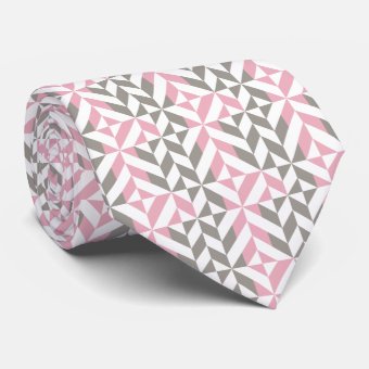 Pink Raspberry and Silver Geometric ZigZag Neck Tie | Zazzle