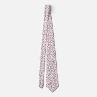 Pink Raspberry and Silver Geometric ZigZag Neck Tie | Zazzle