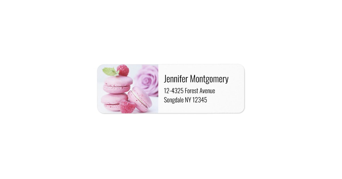 Pink Raspberry Macarons French Pastry Photo Label | Zazzle