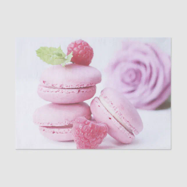Pink Raspberry Macarons French Pastry Photo Tissue Paper | Zazzle