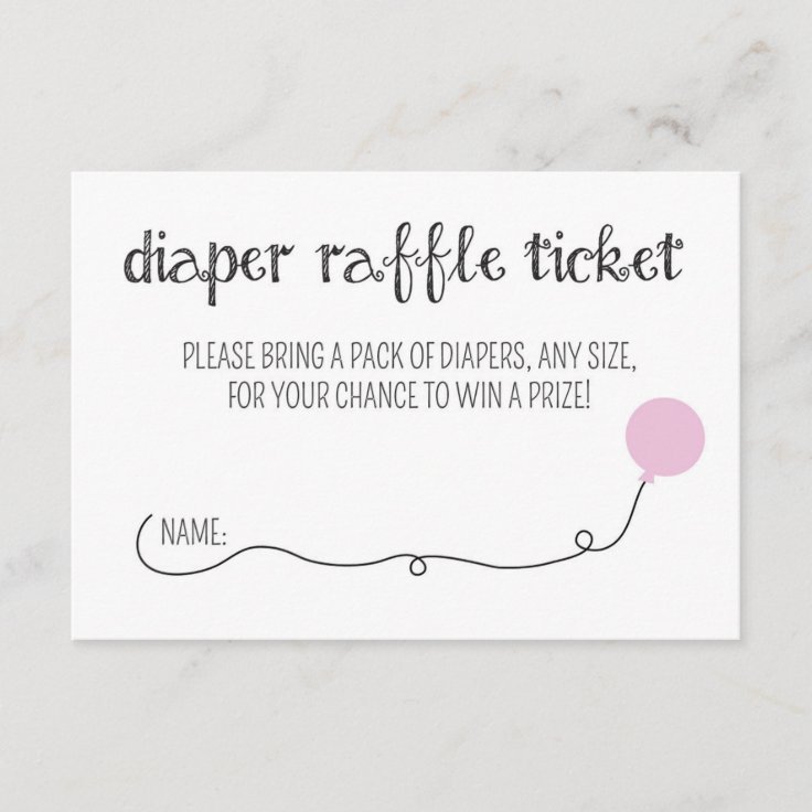 Pink Ready to Pop Baby Shower Diaper Raffle Ticket Enclosure Card | Zazzle