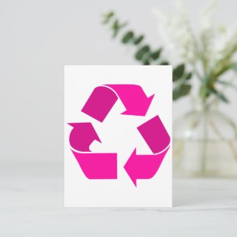pink recycle symbol postcard | Zazzle