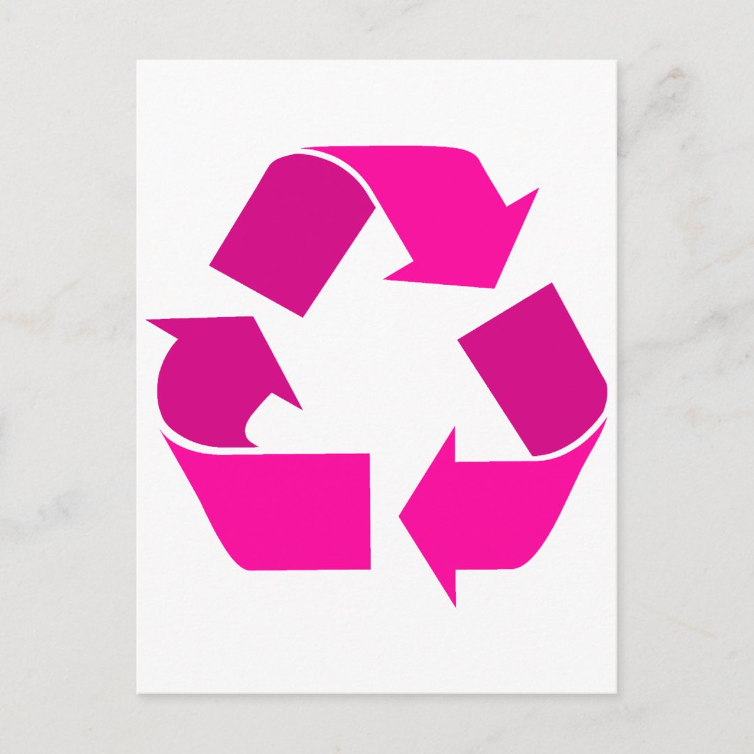 pink recycle symbol postcard | Zazzle
