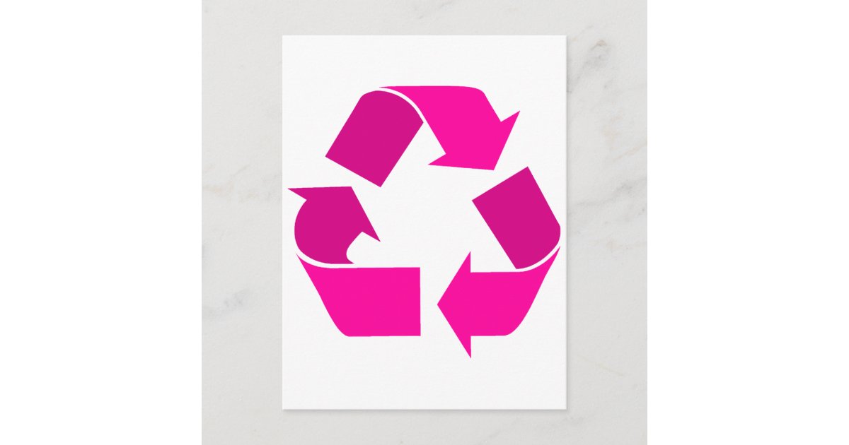 pink recycle symbol postcard | Zazzle