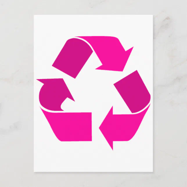 pink recycle symbol postcard | Zazzle