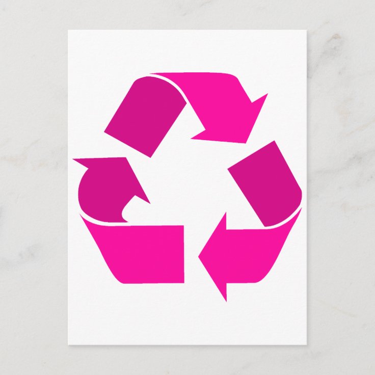 pink recycle symbol postcard | Zazzle