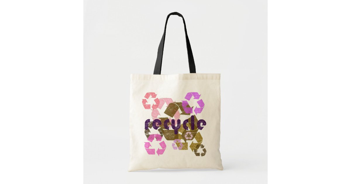 Pink Recycle Symbol Vintage Style Tote Bag | Zazzle