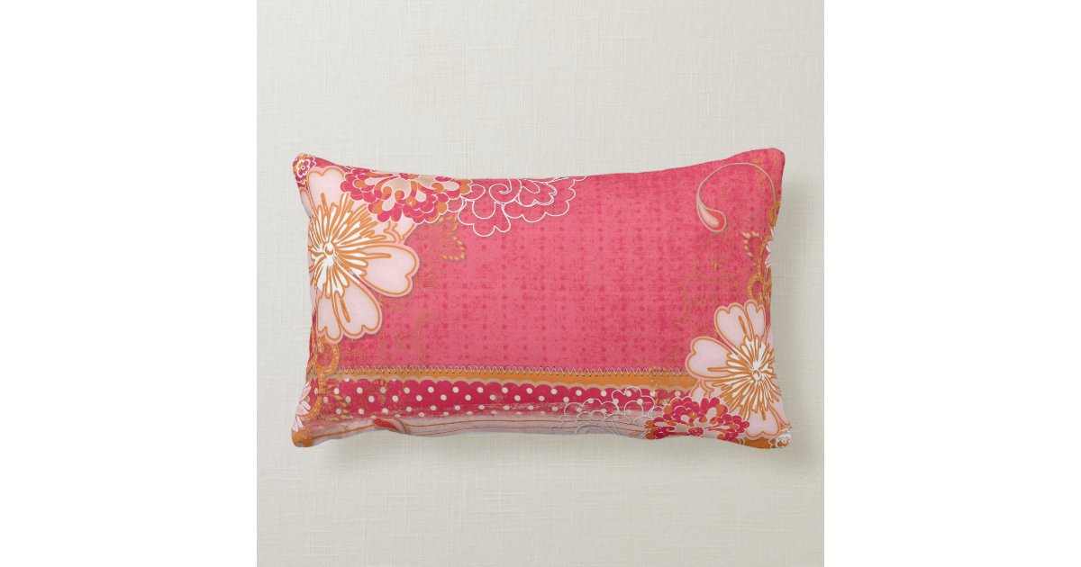 Pink Red Floral Lumbar Throw Pillow | Zazzle.com