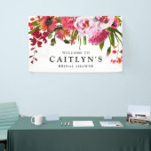 Pink Red Floral Watercolor Bridal Shower Welcome Banner | Zazzle