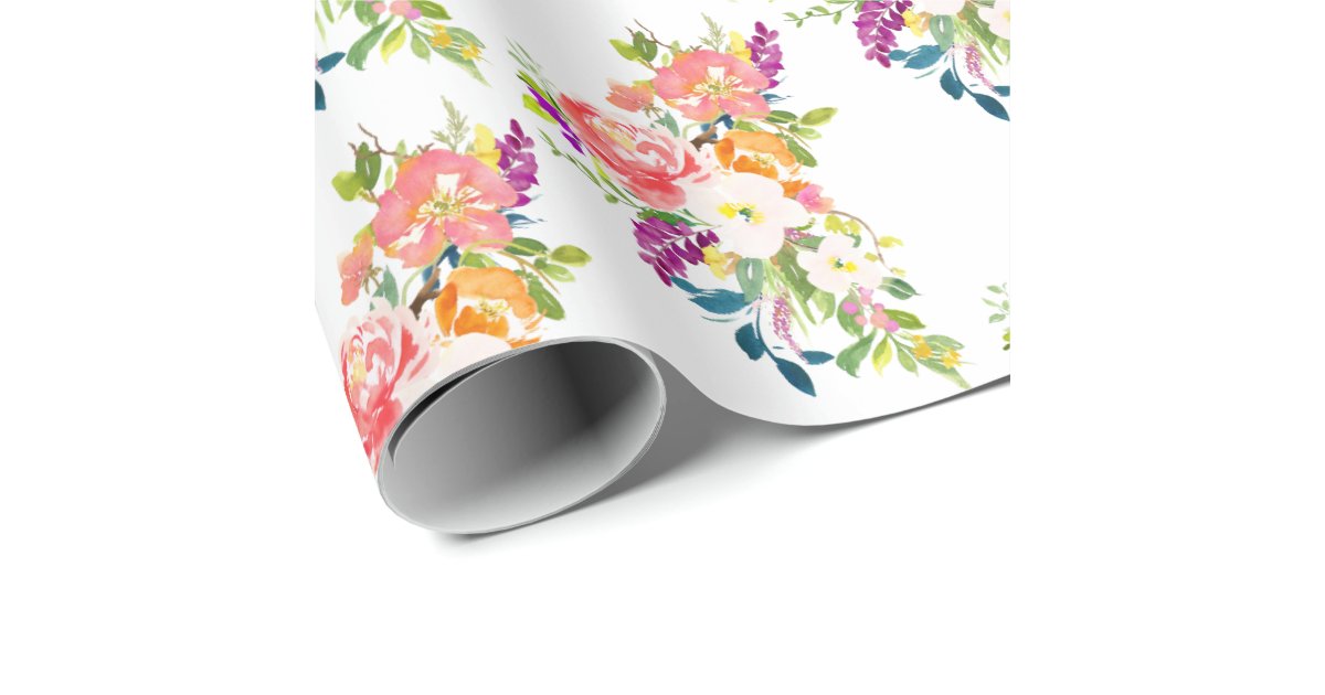 Pink Red Floral Wrapping Paper | Zazzle