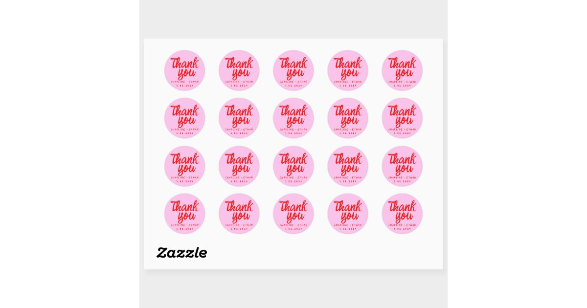 Pink Red Handwriting Wedding Rectangular Sticker | Zazzle