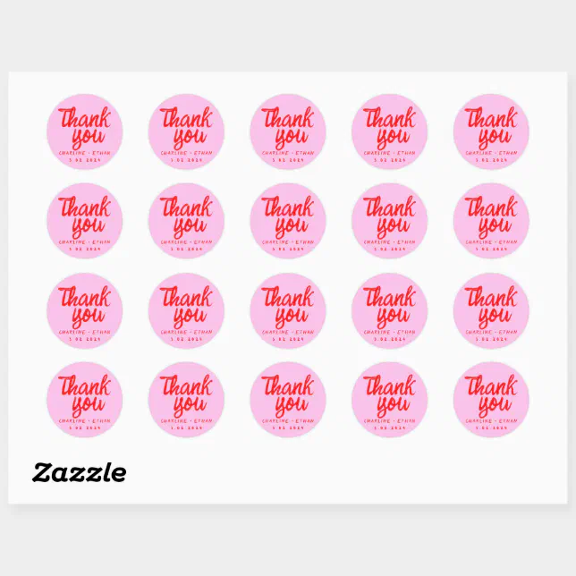 Pink Red Handwriting Wedding Rectangular Sticker | Zazzle