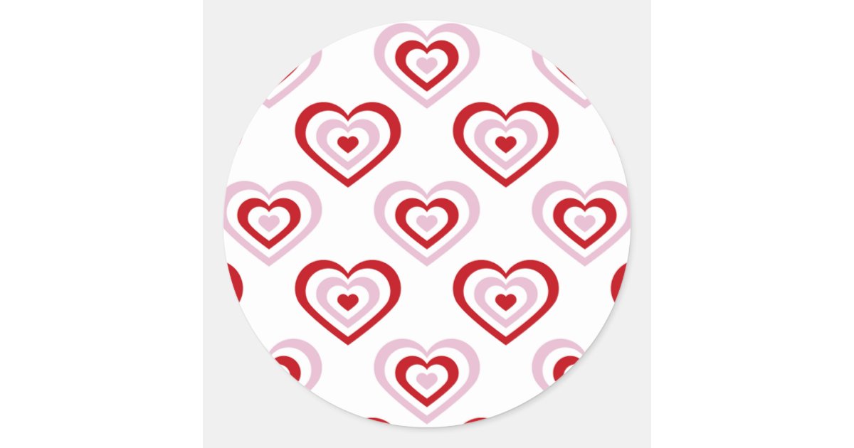 Pink Red Hearts Pattern Classic Round Sticker | Zazzle
