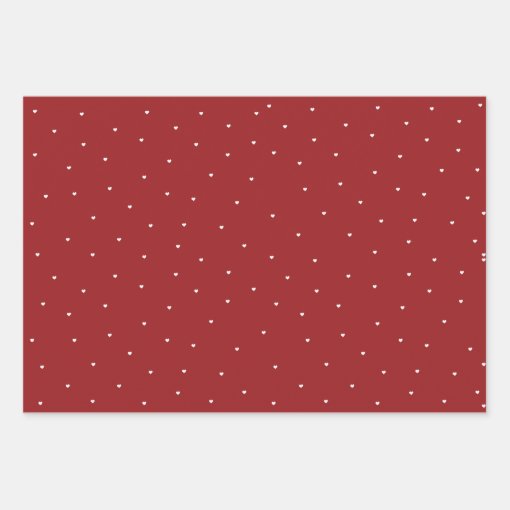 Pink Red Hearts Wrapping Paper Flat Sheet Set of 3 | Zazzle