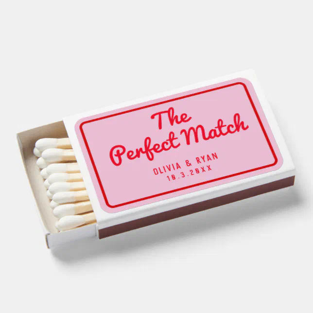 Pink & Red Perfect Match Custom Wedding Favors | Zazzle