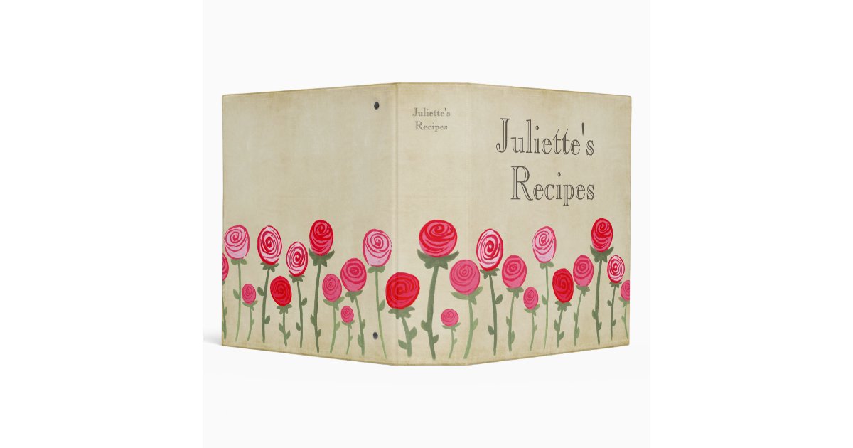 Pink Red Roses Recipe Book Cooking Binder | Zazzle