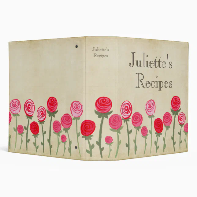Pink Red Roses Recipe Book Cooking Binder | Zazzle