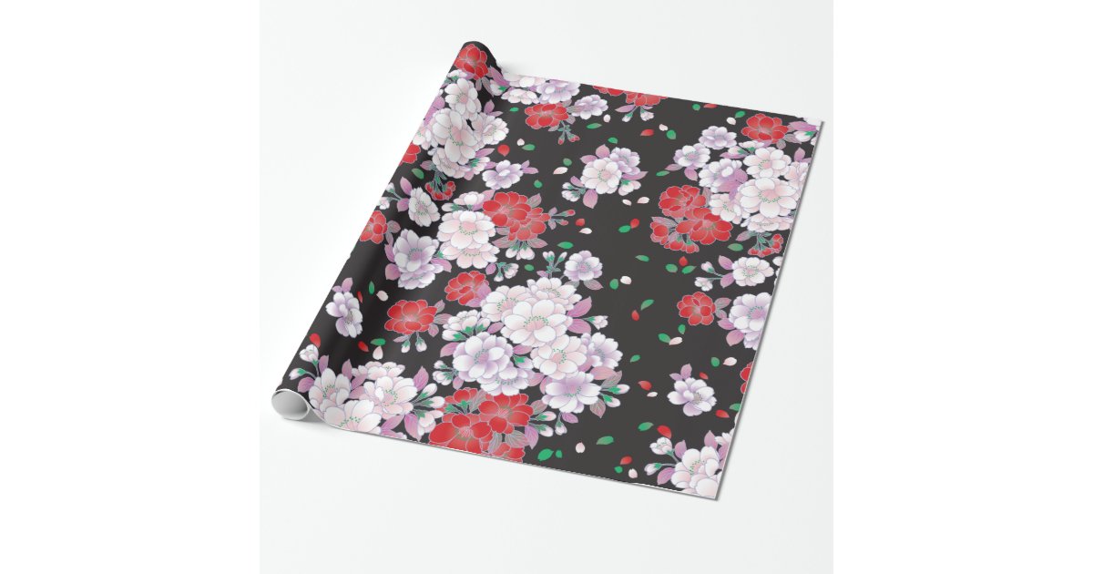 Pink Red Sakura Fine Vintage Japanese Pattern Wrapping Paper | Zazzle