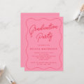 Pink & Red Squiggle Graduation Party Invitation | Zazzle