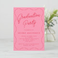 Pink & Red Squiggle Graduation Party Invitation | Zazzle