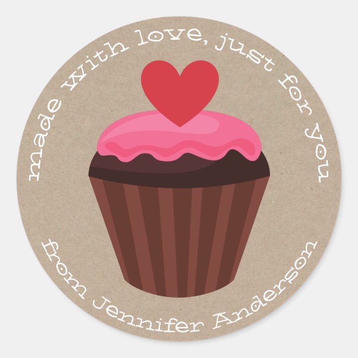 Pink Red Sweet Treat Cupcake Valentines Day Classic Round Sticker | Zazzle