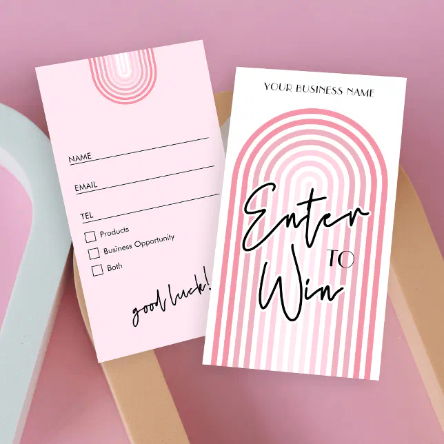 Pink Retro Arch Business Prize Draw Raffle Ticket | Zazzle