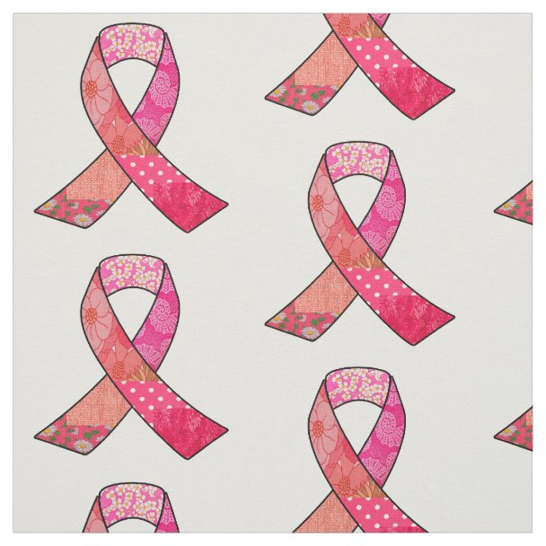 Breast Cancer Hot Pink Ribbon Pattern Fabric | Zazzle