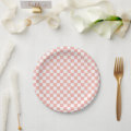 Pink Retro Checker birthday Paper Plates | Zazzle