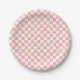 Pink Retro Checker birthday Paper Plates | Zazzle