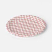 Pink Retro Checker birthday Paper Plates | Zazzle