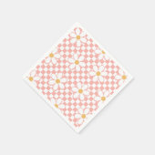 Pink Retro Checker Daisy birthday Napkins | Zazzle