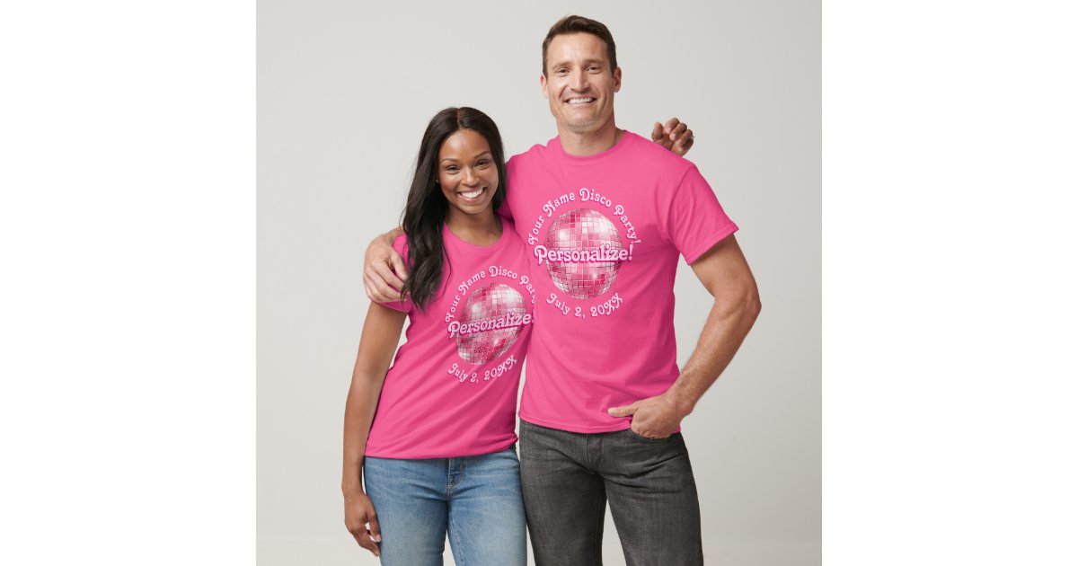 Pink Retro Disco Ball PERSONALIZED T-Shirt | Zazzle