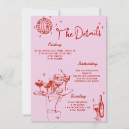 Pink Retro Hand Drawn Funky Birthday Party Invitation | Zazzle