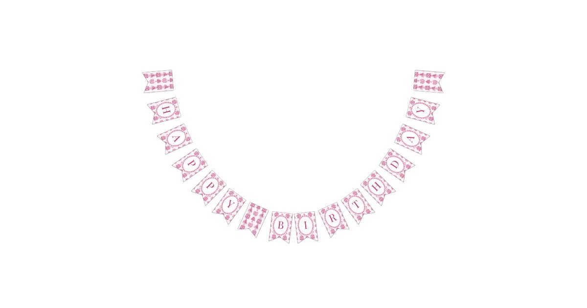 Pink Retro Heart Coquette Cherry Cake Bunting Flags | Zazzle