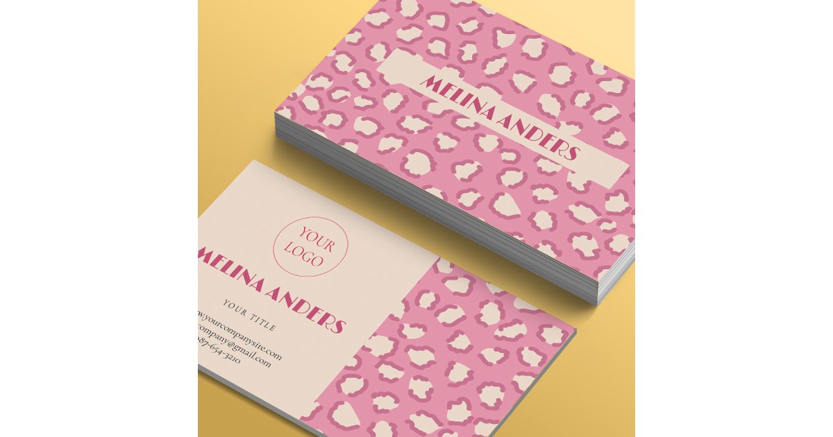 Pink Retro Leopard Print Business Card | Zazzle