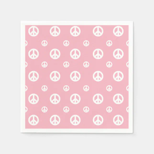 Pink Retro peace sign birthday Napkins | Zazzle
