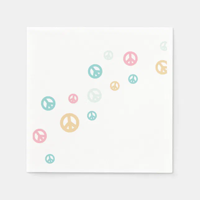 Pink Retro peace sign birthday Napkins | Zazzle