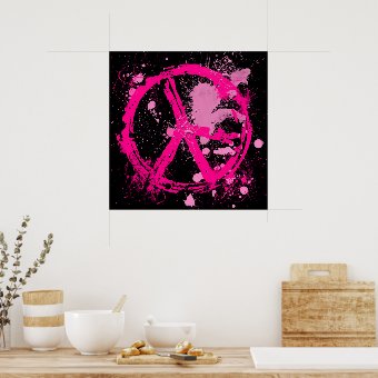PINK RETRO PEACE SIGN POSTER | Zazzle