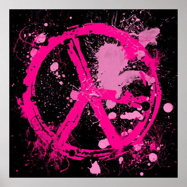 PINK RETRO PEACE SIGN POSTER | Zazzle