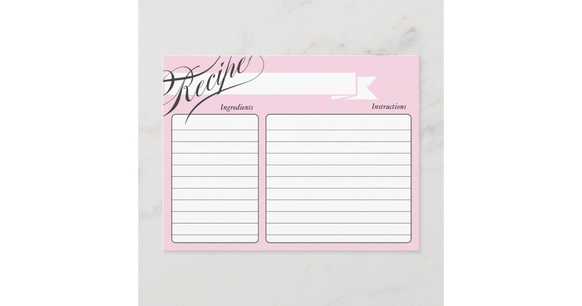 Pink Retro Recipe Card | Zazzle