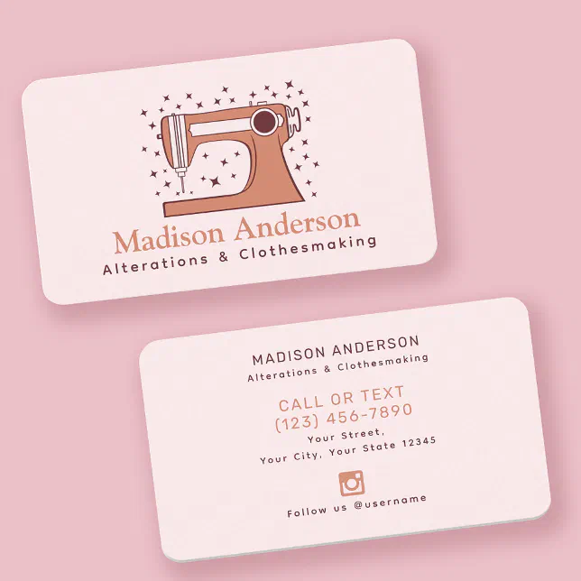 Pink Retro Sewing Machine Seamstress Business Card | Zazzle