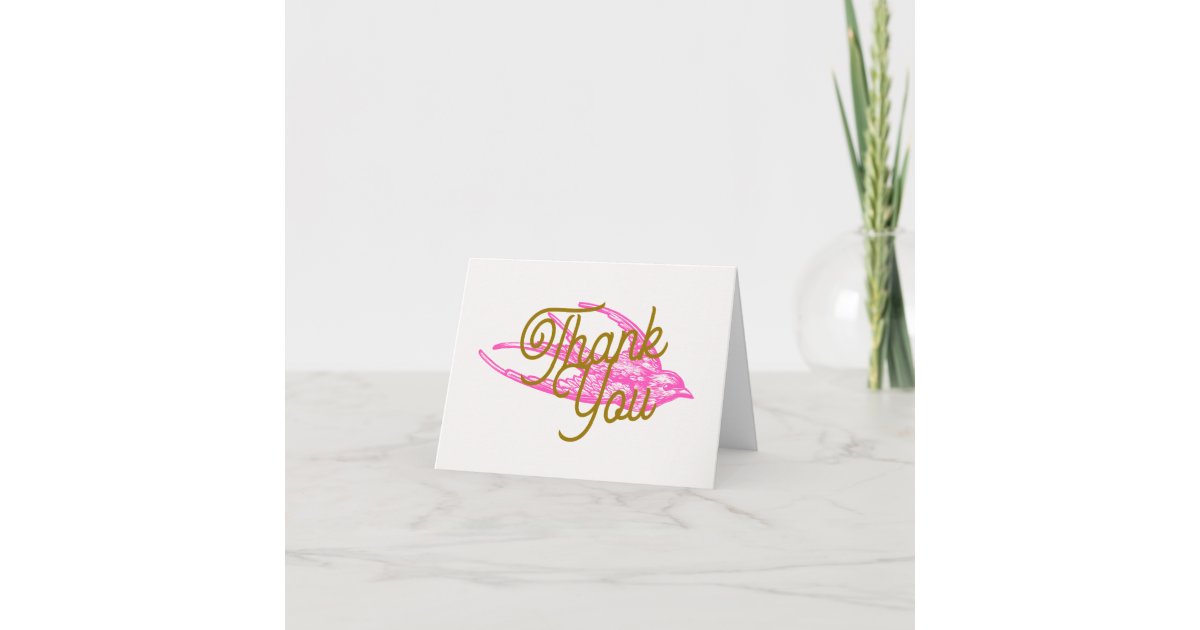 Pink Retro Swallow Thank You | Zazzle