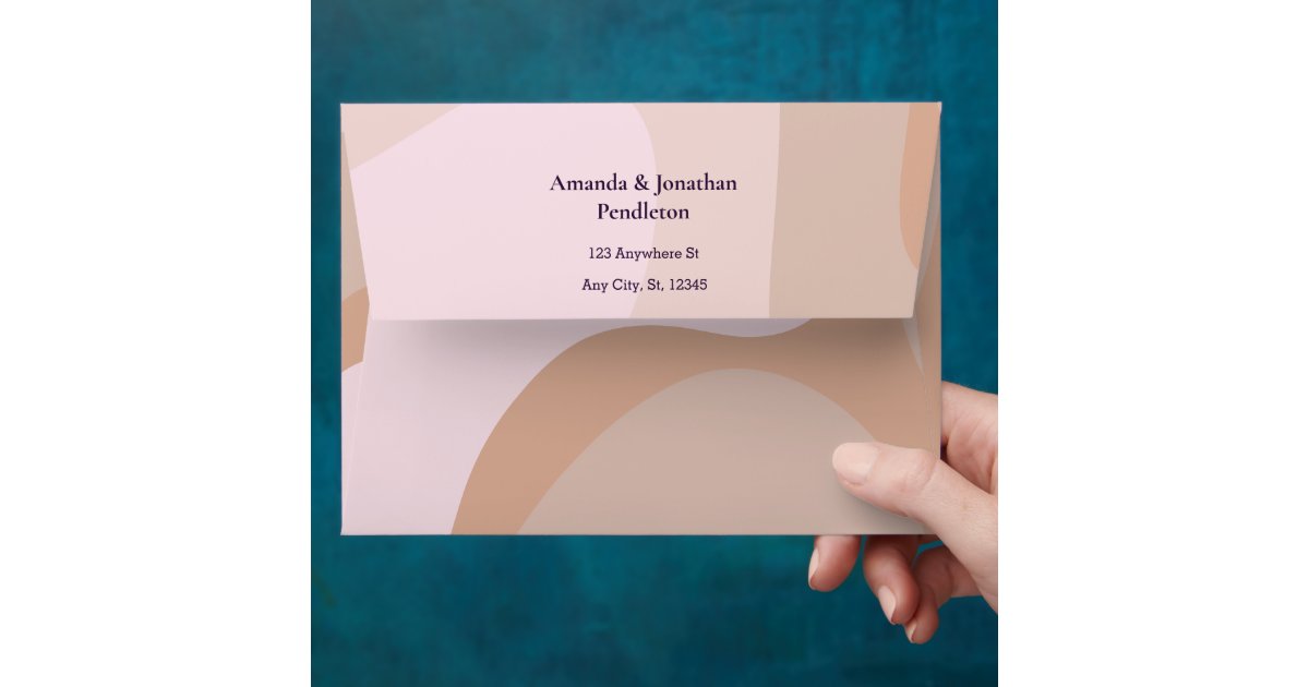 Pink Retro Wave Wedding Envelope Pre-addressed | Zazzle