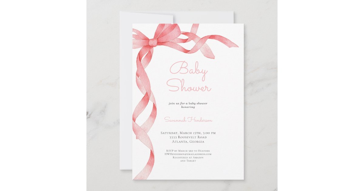 Pink Ribbon Baby Shower Invitation | Zazzle