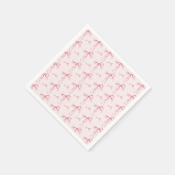 Pink Ribbon Baby Shower Paper Napkins Girl Bow | Zazzle