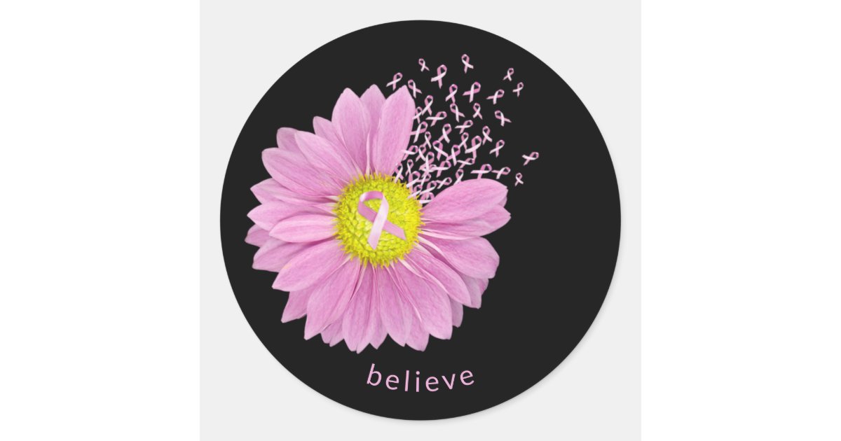 Pink Ribbon Breast Cancer Awareness Daisy Classic Round Sticker | Zazzle